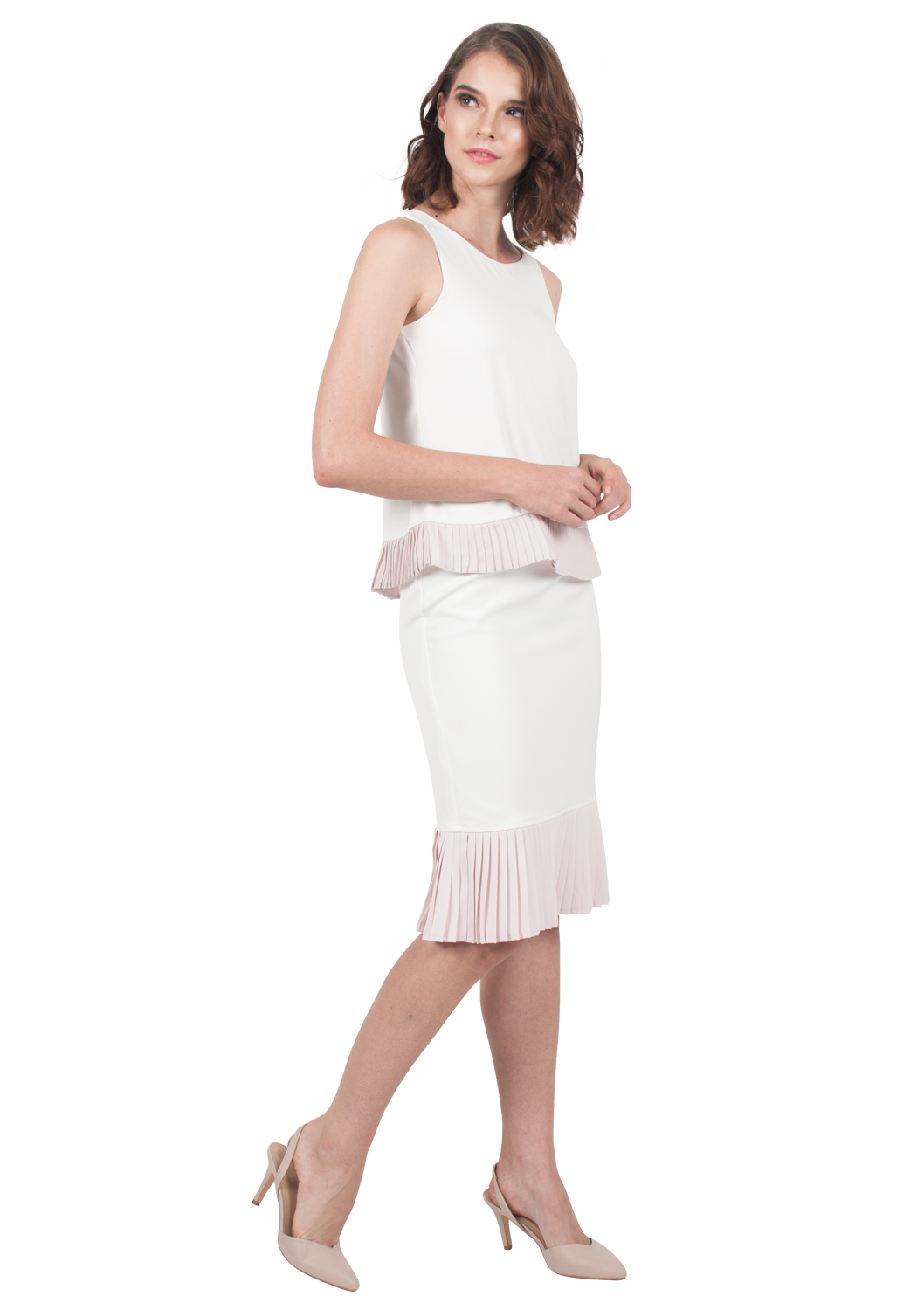 Pleated Hem Pencil Skirt Ellysage